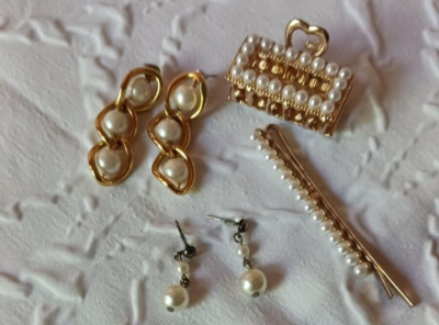 Pearl Earrings Dangle Earrings , New Pearl Hair clips Costume Jewelry ...