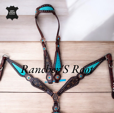 Western Horse Tack Set | Turquoise With Brown Tack set | eBay