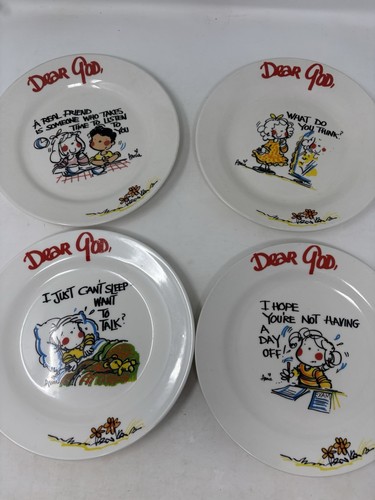 Set of 4 Royal Norfolk Dear God Plates Think, Just Can’t Sleep, Day Off ...