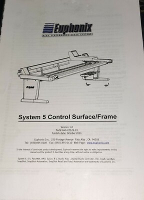EUPHONIX SYSTEM 5 CONTROL SURFACE/Frame | eBay
