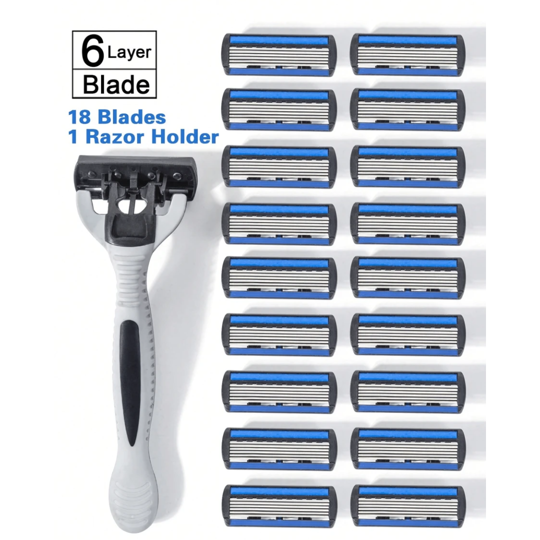 Men's 6-Layer Safety Razor - Stainless Steel Shaving Blade with ...