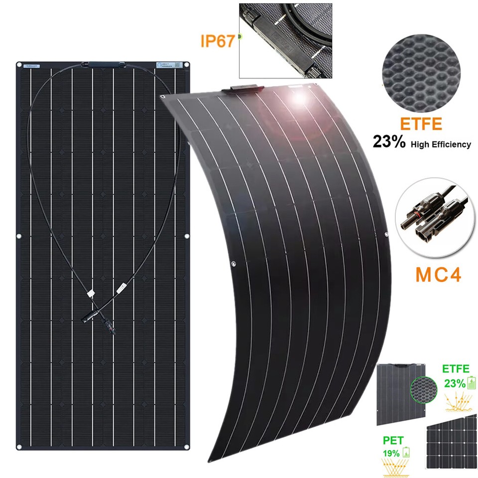 400W 200W Watt 12V Portable Flexible Solar Panel Kit RV Camping Off ...