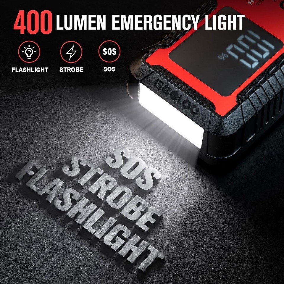 GOOLOO GT4000S/GT6000 Jump Starter 12V Portable Car Starter 100W Fast ...