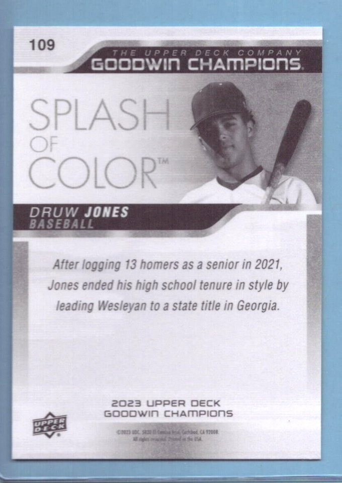 2023 Upper Deck Goodwin Champions - Splash of Color #109 Druw Jones | eBay