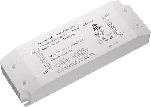 60W Dimmable LED Driver, 5A Power Supply, 100-130V AC to 12V DC ...
