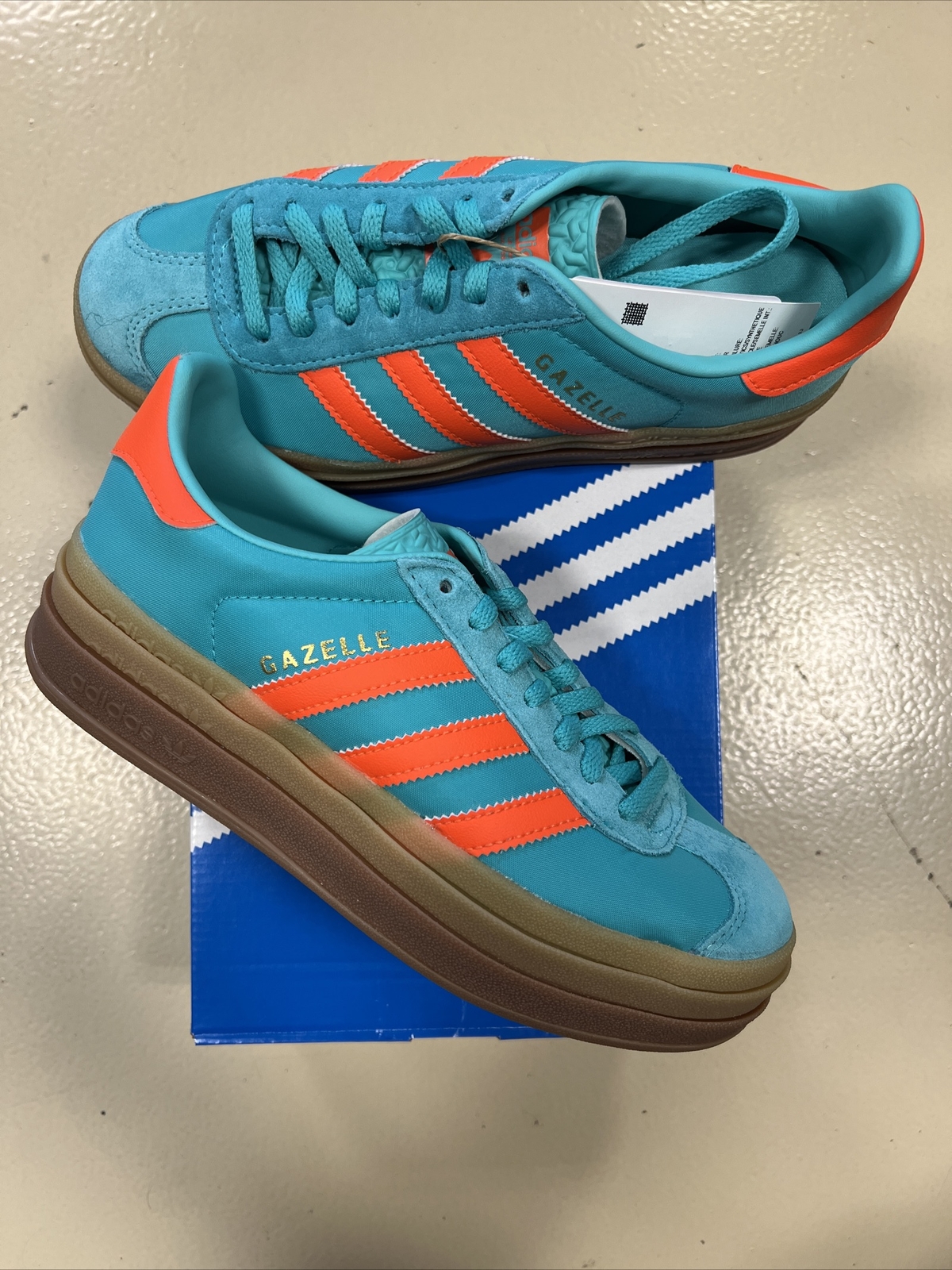 Adidas Gazelle Bold "Bold Mint Orange Gum Sole” Colorway Women's Size 6 ...