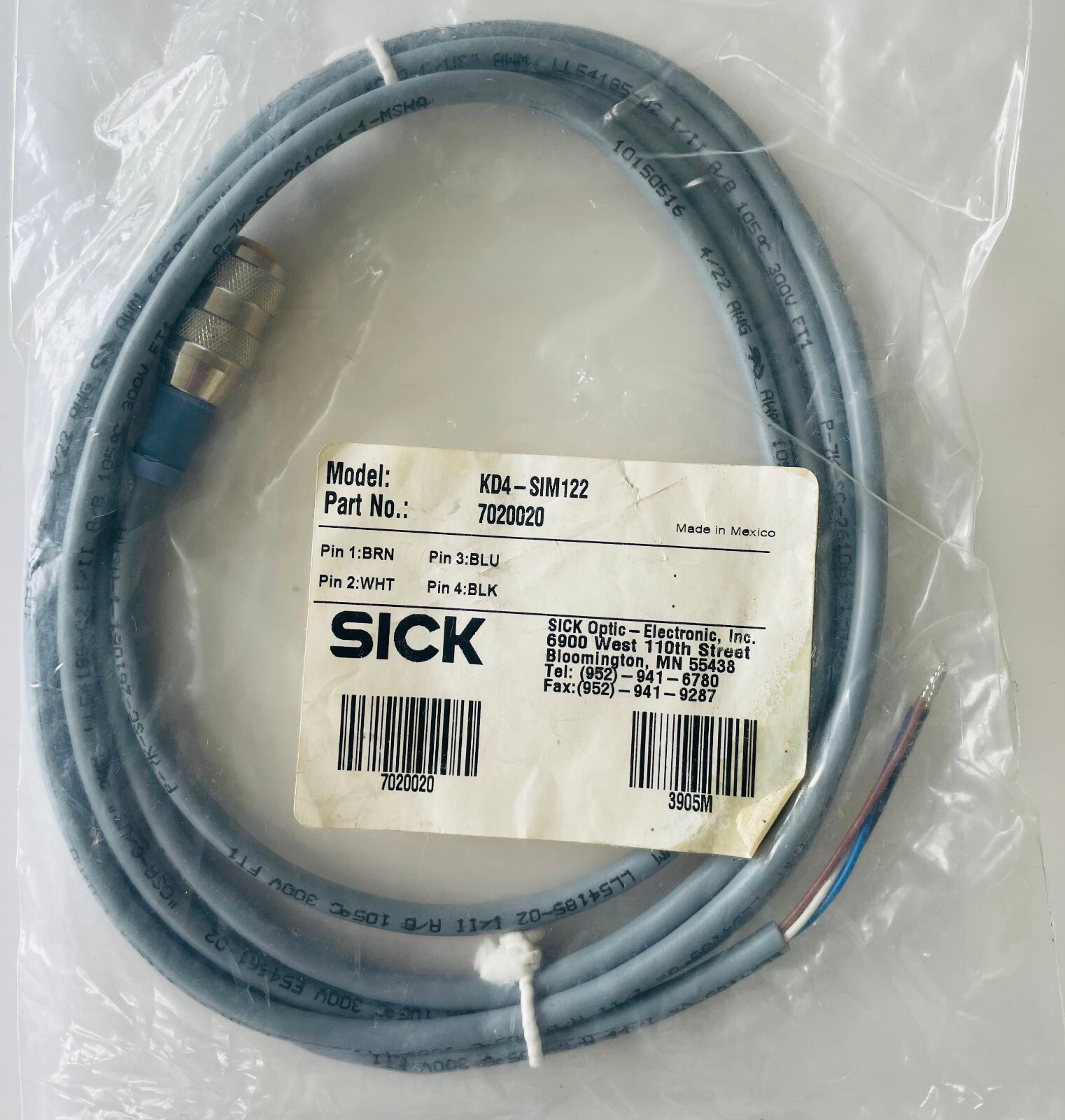 Sick 7020020 Cable KD4-Sim122 (KB) | eBay