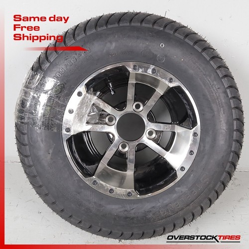 2 NEW 205/65-10 Steeleng Street 4 PLY Tires & 10x7 Machined Black Rims ...