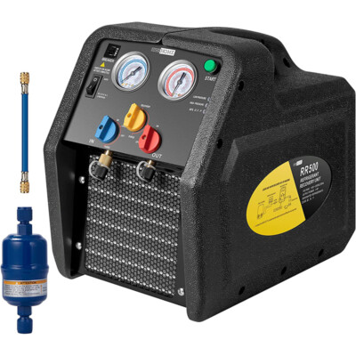 R1234YF 1 HP Dual Cylinder Refrigerant Recovery Machine Oil-Less Freon ...