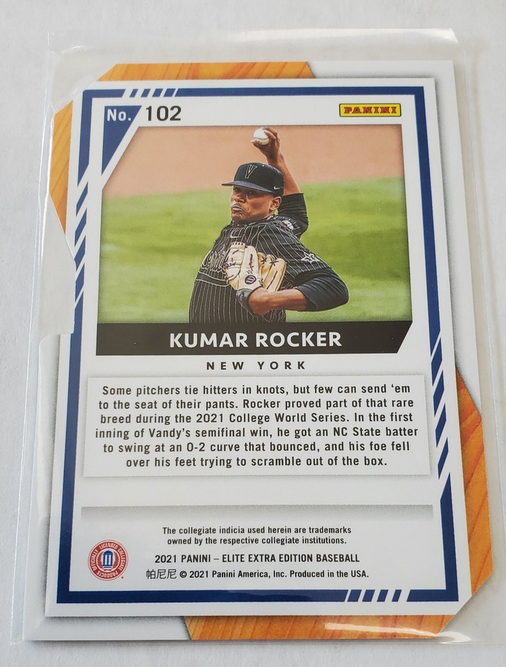 2021 Panini Elite Extra Edition Kumar Rocker #102 Green Status Die Cut ...