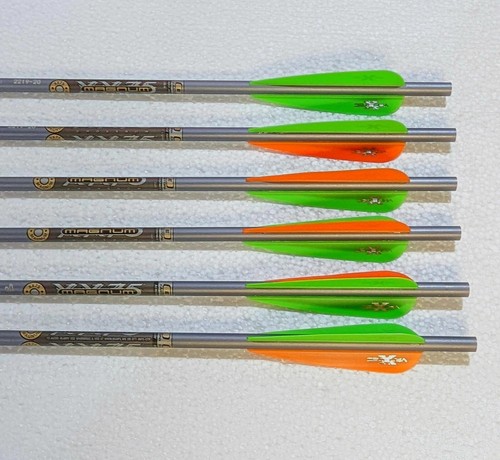 6- EASTON (2219) MAGNUM XX75 20" ALUMINUM CROSSBOW BOLTS/ARROWS W/ FLAT ...