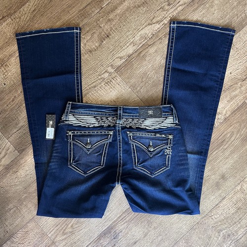 NWT Miss Me Mid Rise Boot Cut Angel Wing Jeans Women SZ- 28 Bedazzle ...