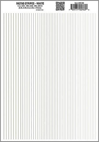 Woodland White Stripes - .010'' - 3/64'' - Model Railroad Decal - # ...
