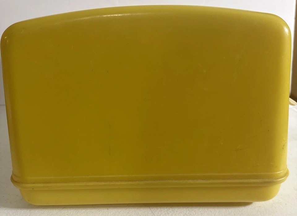 Lustro Ware Bread Box Yellow White Plastic Mid Century VTG USA Made MCM ...