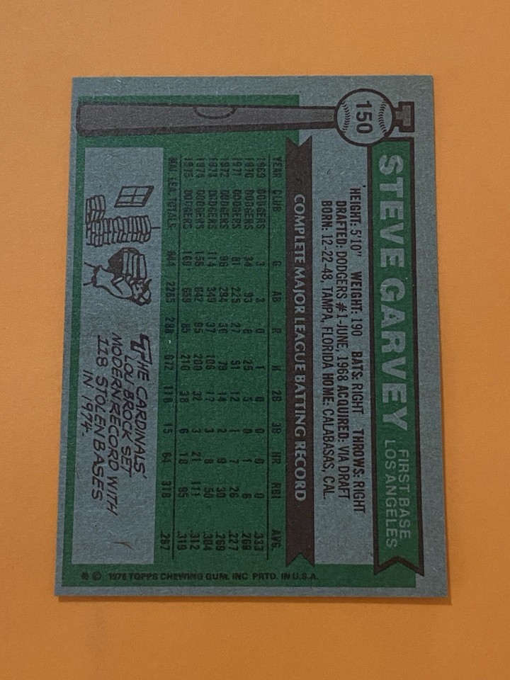 1976 Topps #150 Steve Garvey *SHARP CARD* Baseball Card #43AB *605DEALS* | eBay