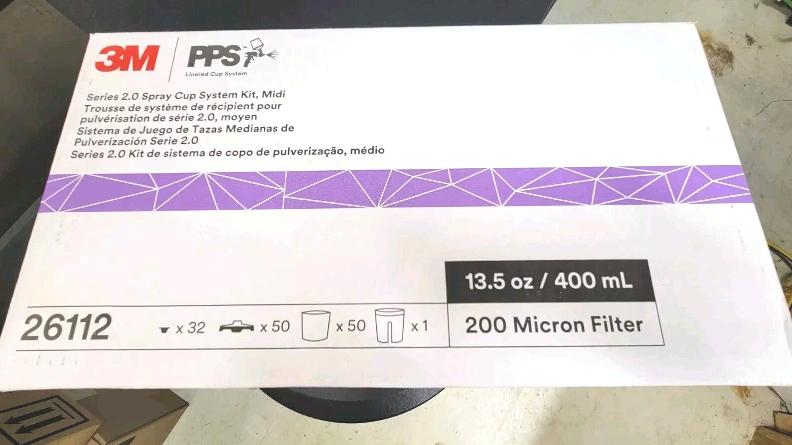 3M 26112 PPS Series 2.0 Spray Cup System Kit Midi 200u Micron Filter ...
