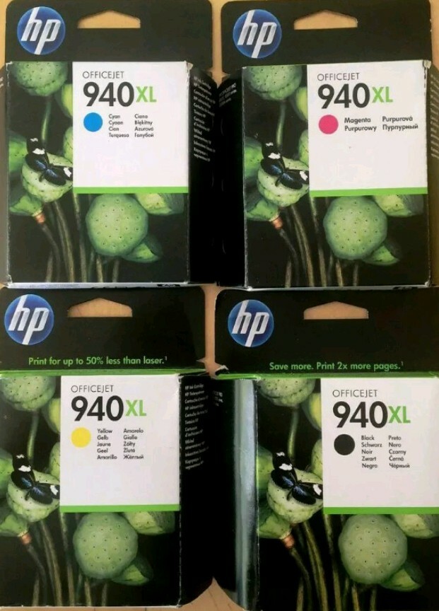 HP 940XL Black Magenta Cyan Yellow Ink Cartridges - C4906A C4907A ...