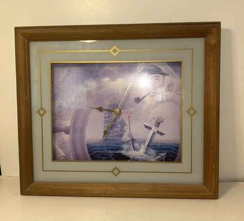 Nautical Picture With Clock Working Captain Tall Ship Anchor | eBay
