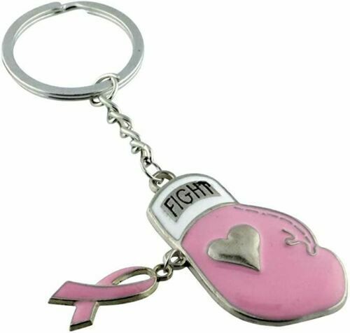2 "FIGHT" Pink Boxing Glove Breast Cancer Awareness Key chain w/ Ribbon ...