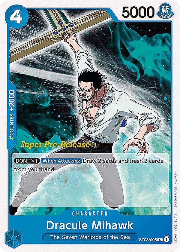 Dracule Mihawk ST03-005 Super Pre-Release Starter Deck 3: The Seven Warlords of the Sea Regular ...