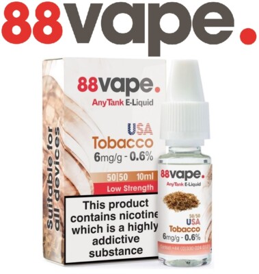 88 Vape E-Liquid 3mg 6mg 11mg 16mg Nicotine All Flavours Any Pen 10m ...