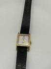 Vintage Lorus Tank Watch GoldWhite Tone Black Leather Band Ladies V233 ...