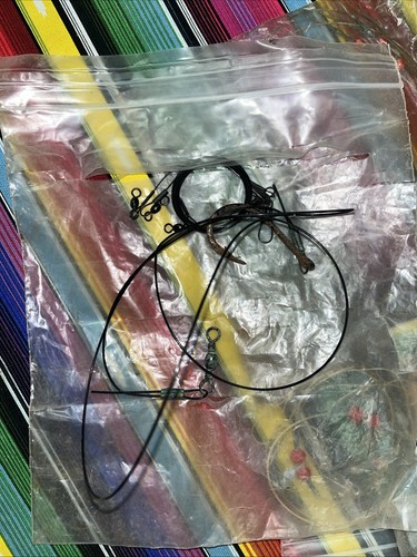 12 Steel Fishing Leaders and Monofilament Steelon Leader Material Lot ...
