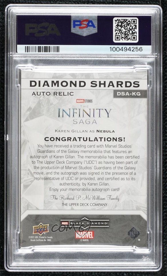 2021 Marvel Black Diamond Shards 14/99 Karen Gillan Nebula PSA 8 Auto ...