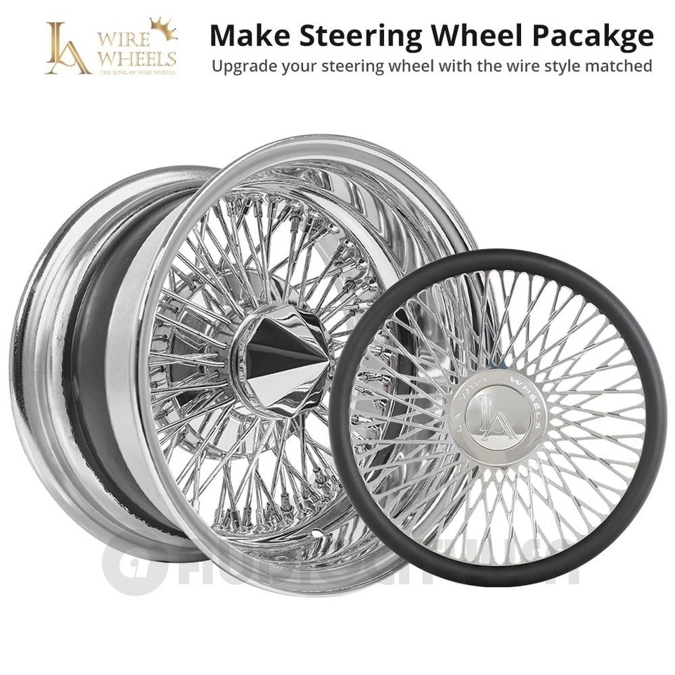 14x7" LA Wire Wheels Reverse 72-Spoke Cross Lace Chrome Rims (A06) | eBay