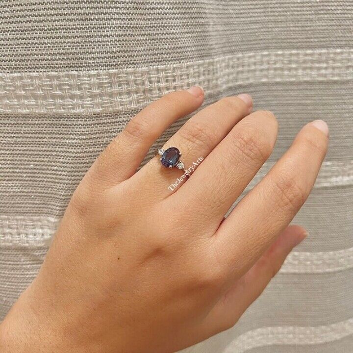 Vintage Alexandrite Ring, Simple Alexandrite Ring Halo Engagement Ring ...