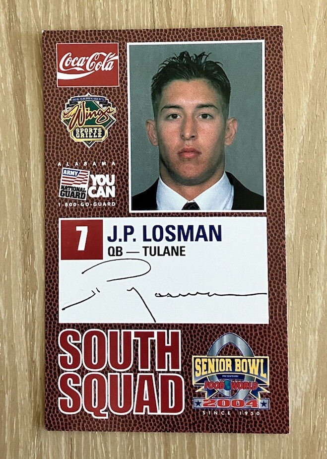 JP LOSEMAN TULANE COLLEGE 2004 SENIOR BOWL CARD | eBay