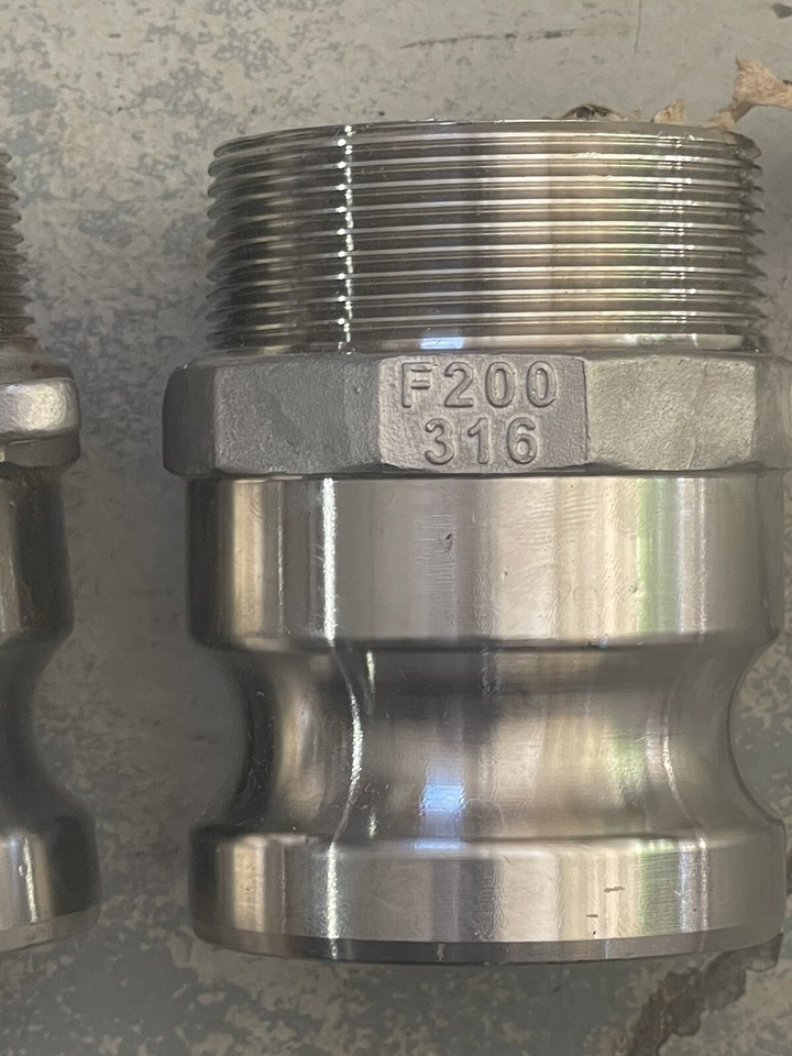 Qty:2 SS-F200 - 2" 316 Stainless Steel Type F Cam and Groove Coupling ...