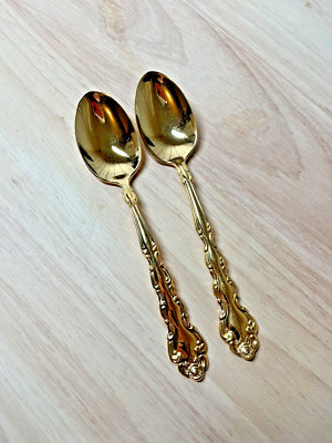 Oneida Community Gold Beethoven Electro-plate 2 Teaspoons golden ...