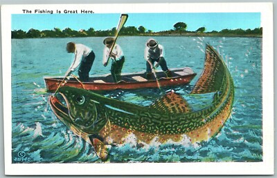 EXAGGERATED FISHING VINTAGE POSTCARD | eBay