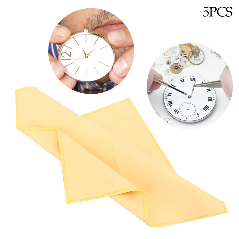5pcs Double Sided Watch Cleaning Polishing Cloth Eyeglasses Lens Cloth ...