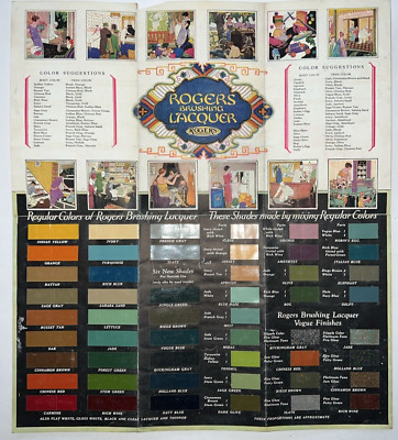 1920s Art Deco Rogers Brushing Lacquer Paint Color Swatch Poster Flyer ...