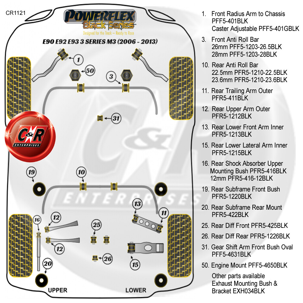 Powerflex Black Rr Subframe Front Bushes For BMW E90-E93 M3 06 -13 PFR5 ...