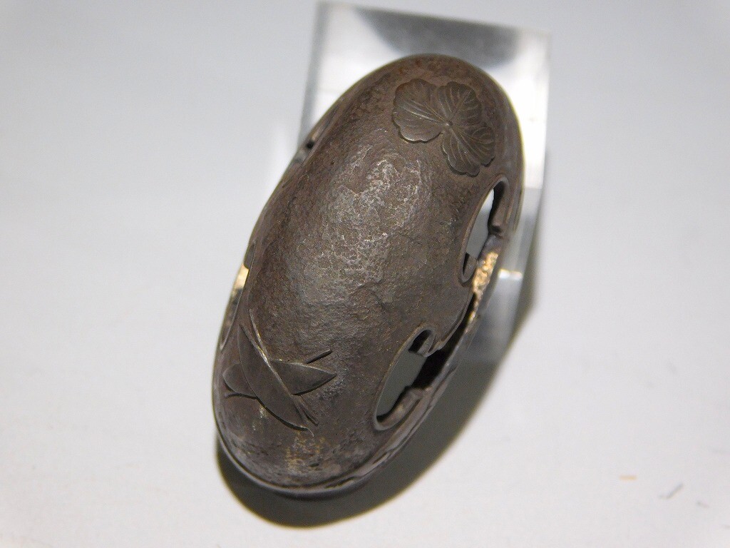 Kamon Design Shibuichi Katana Fuchi/Kashira Edo original tsuba sword ...