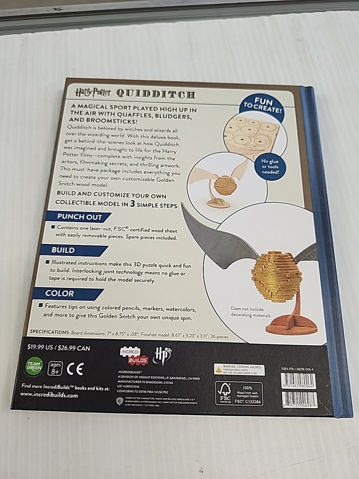 Harry Potter Quidditch Book & 3D Golden Snitch Model Set by ...