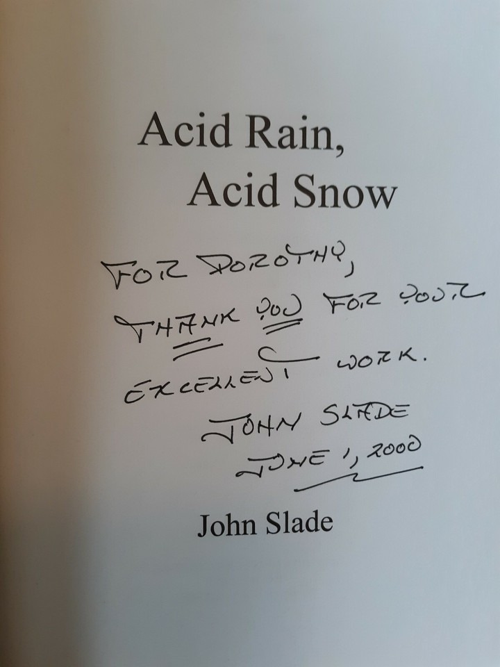 Acid Rain, Acid Snow by John Slade - Signed Copy - First Edition ...