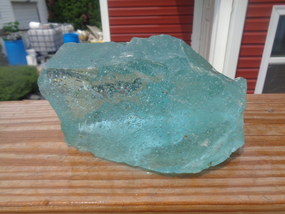 Glass Rock Slag Pretty Clear Ice Blue Bubb 4.0 lbs YY85 Rocks Landscape ...
