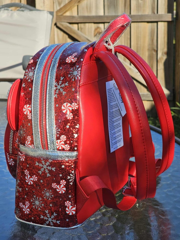 Disney Parks Backpack Loungefly 2025 Christmas Peppermint Swirl Red ...