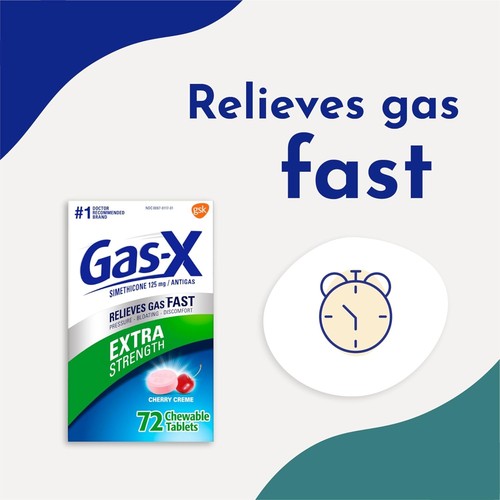 Gas-X Extra Strength Chewable Gas Relief Tablets with Simethicone 125 ...