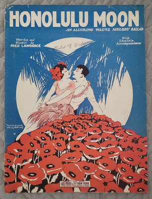 1926 Alluring Melody Ballard HONOLULU MOON WALTZ SONG Fred Lawrence ...