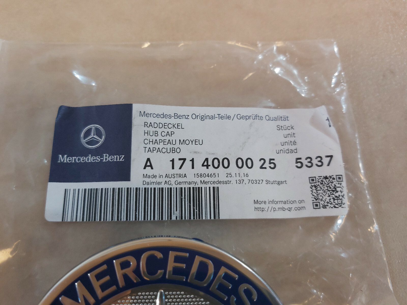 Genuine+OEM+Mercedes-Benz+Wheel+Center+Cap+Set+4+Pcs+A1714000125+5337 ...