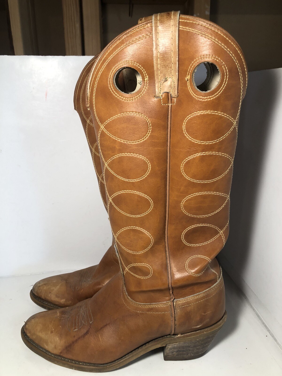 ACME Buckaroo Brown Leather Tall Western Cowboy Boots… - Gem