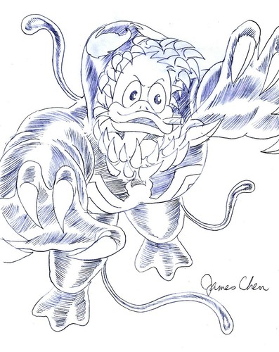 VENOM HOWARD THE DUCK ORIGINAL COMIC ART ON CARD STOCK BY COMICARTIST ...