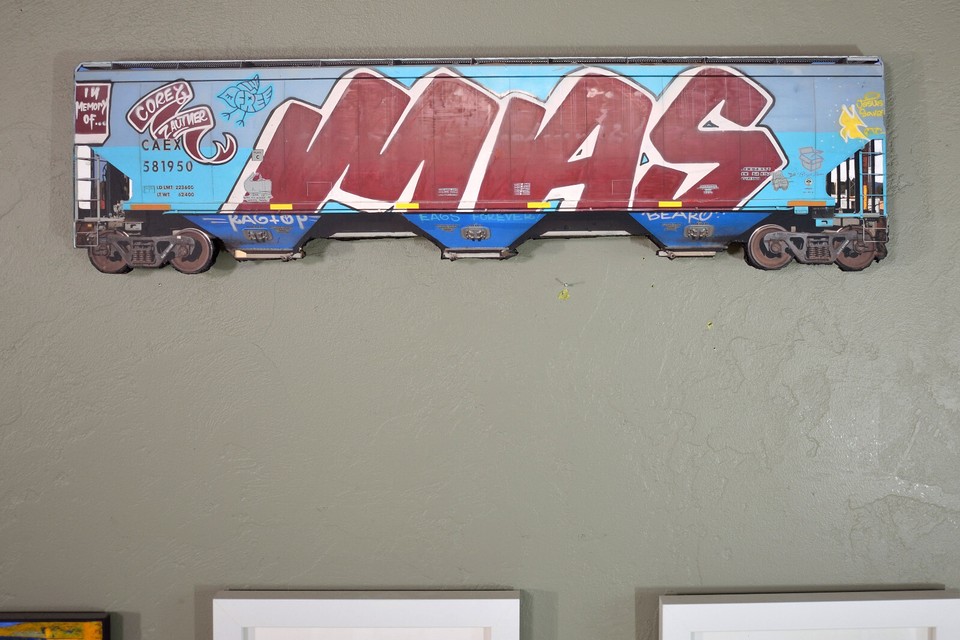 Train Graffiti series, Sandy Sanders, "Paying Respect" (sm ver) 19" x 7 ...
