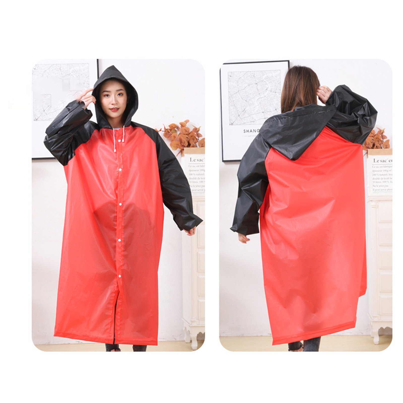 Rain Jacket Fashion Hooded Portable Long Outdoor Raincoat Eva | eBay