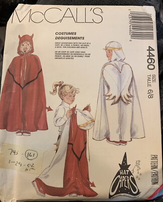 McCall's 4460 Uncut Hat Capers Costume Frog Prince Robe Angel Devil ...